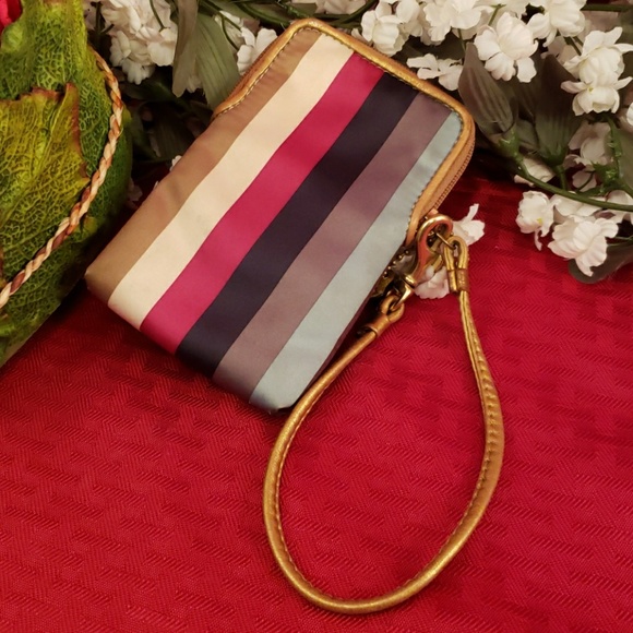 Coach | Bags | Coach Striped Wristlet Wallet | Poshmark